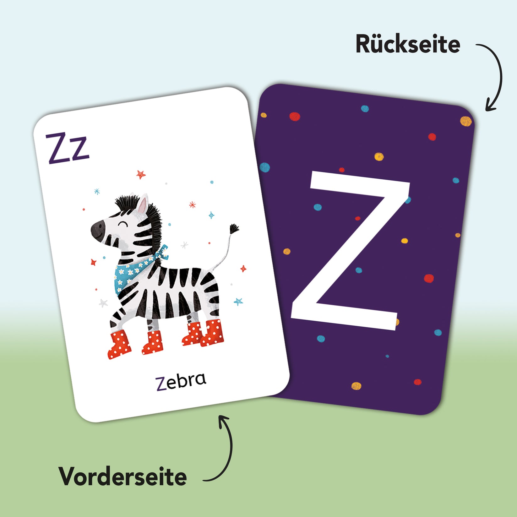 ABC-Kartenset mit 30 Buchstabenkarten und 10 Zahlenkarten – Rüsselfuchs